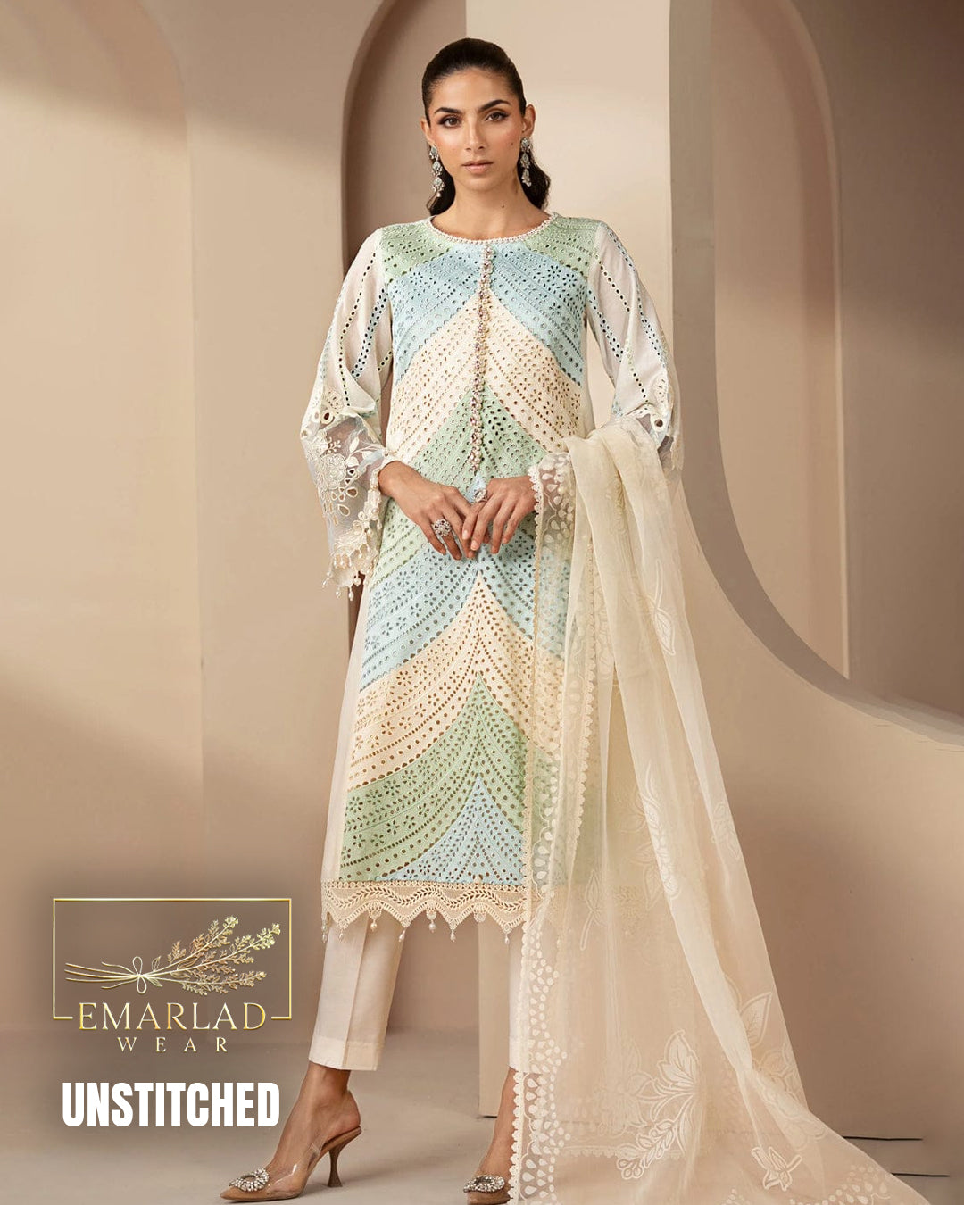Maria B Pure Swiss Lawn 3 Piece Chicken Embroidered Suit Skin Tie & Dy ...